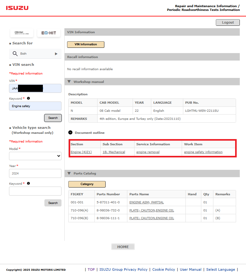 ISUZU Repair and Maintenance Information