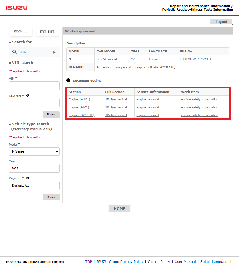 ISUZU Repair and Maintenance Information